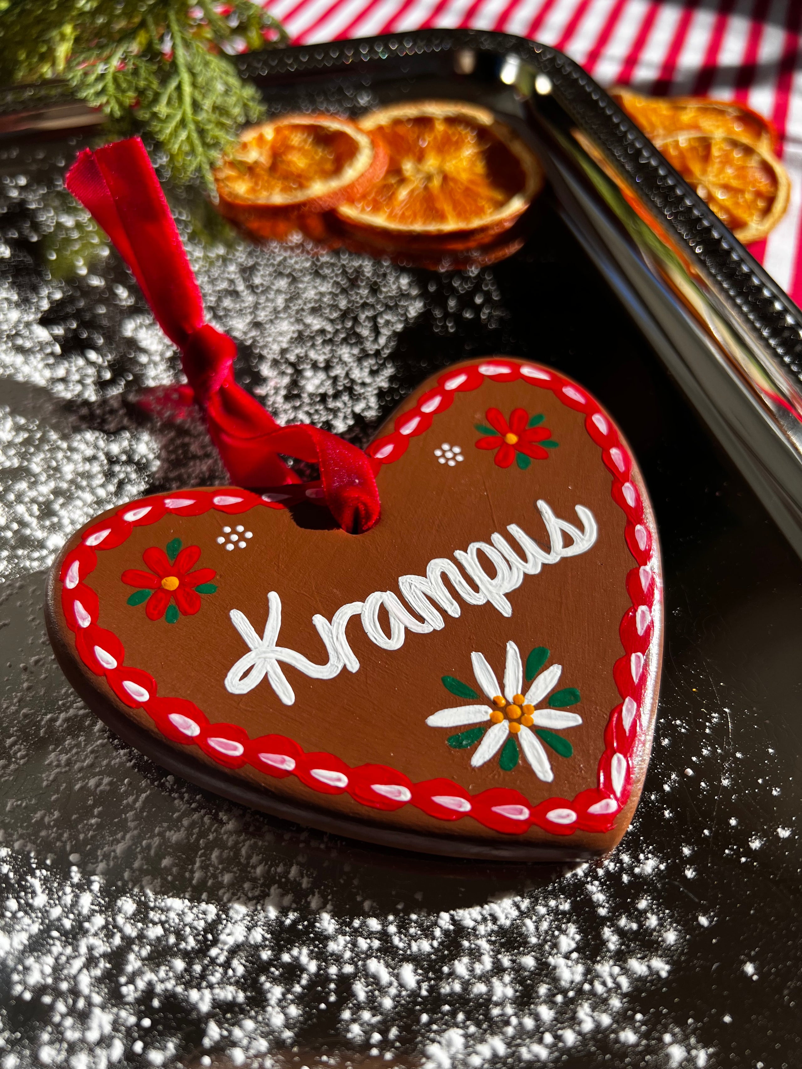 Krampus Gingerbread Heart Hand Painted Ornament | Fawn Haus